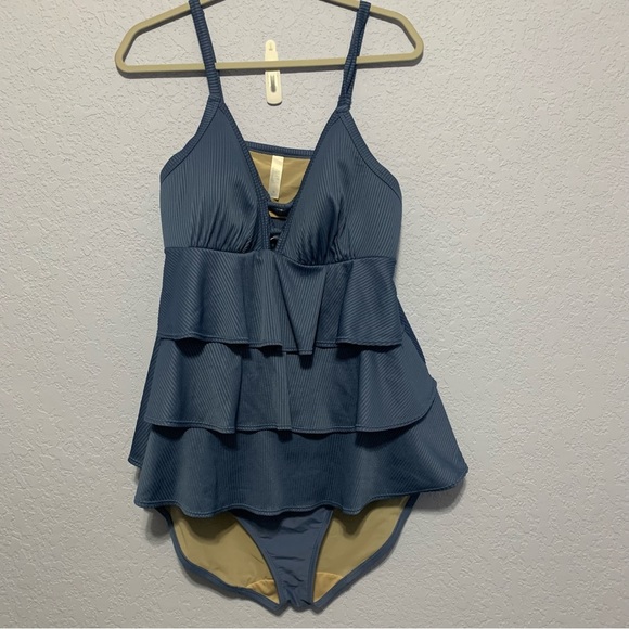 Cacique | Swim | Swim By Cacique Two Piece Plus Tiered Ruffle Plunge ...